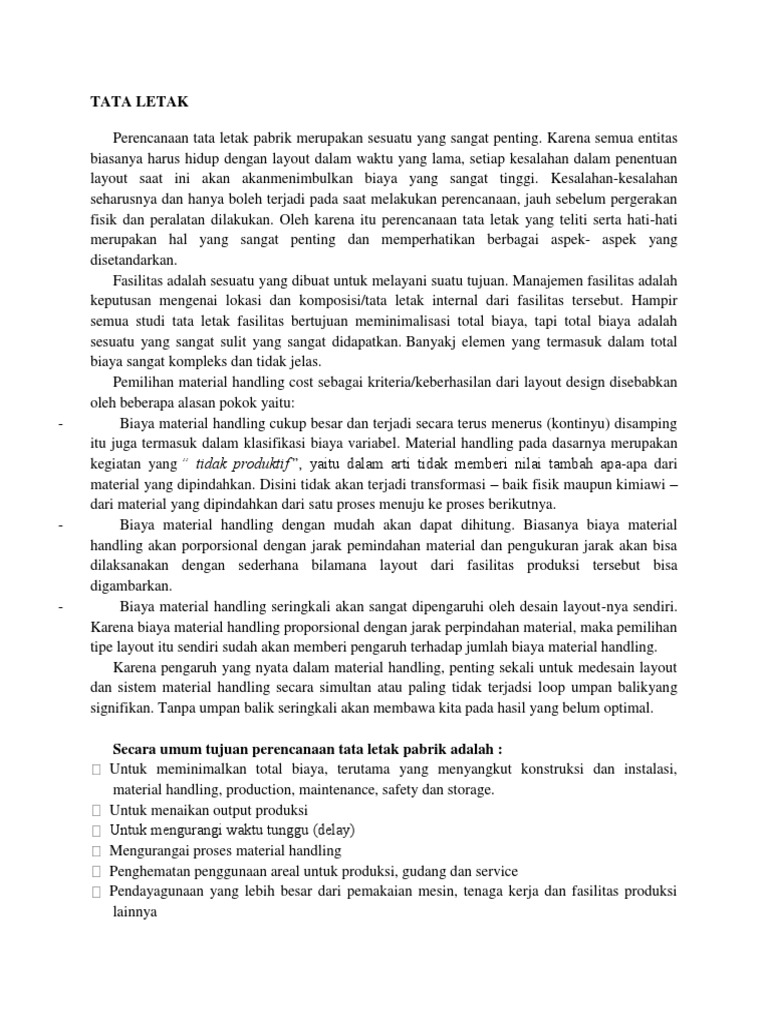 Tata Letak Produksi PT Maju Jaya | PDF