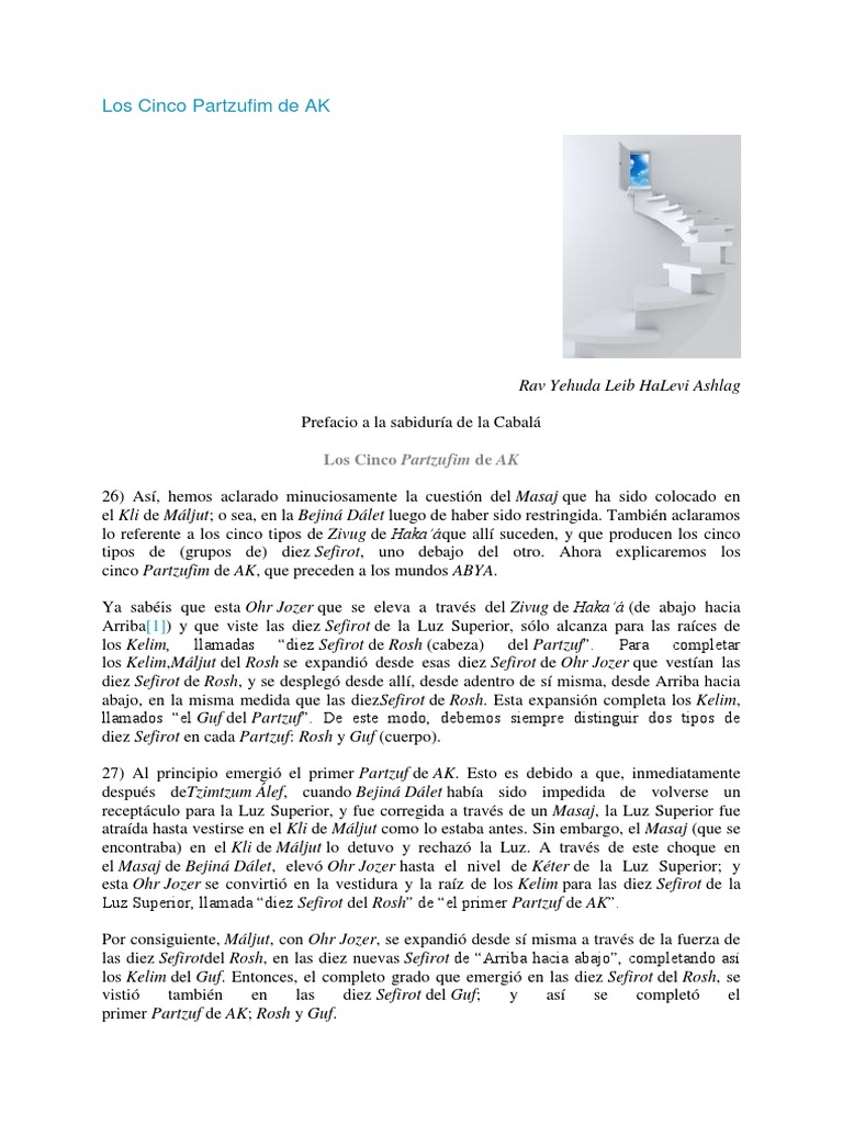 Los Cinco Partzufim de AK en Kabbalah | PDF | Ligero