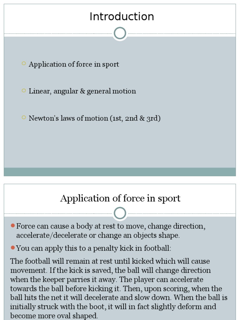 Application of Force in Sport | PDF