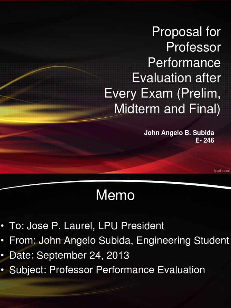 Professor Performance Evaluation Proposal | PDF