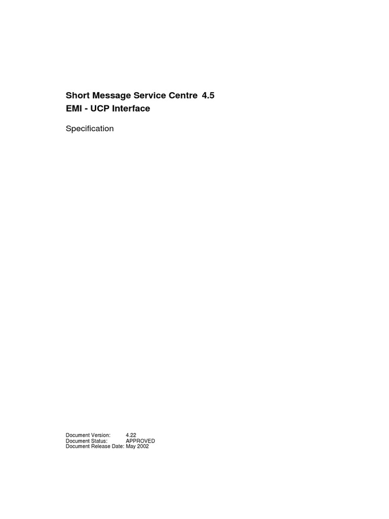 SMSC Emi Ucp Interface 4.5 | PDF | Short Message Service | Application Programming Interface