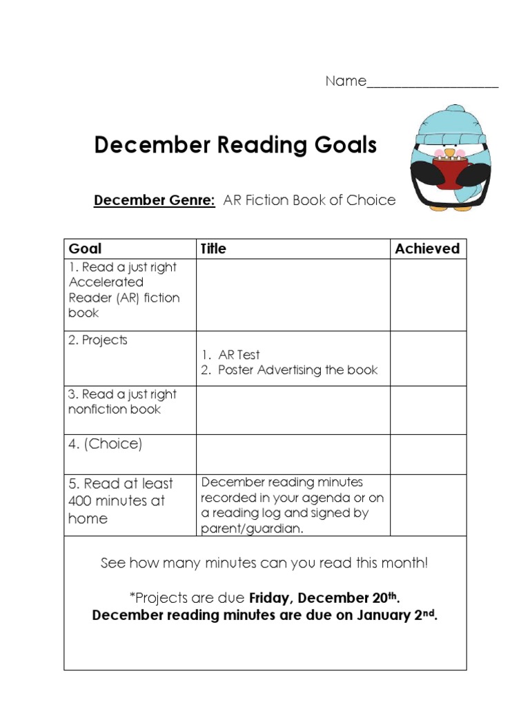 December Reading Goals & Projects | PDF | Language Arts & Discipline
