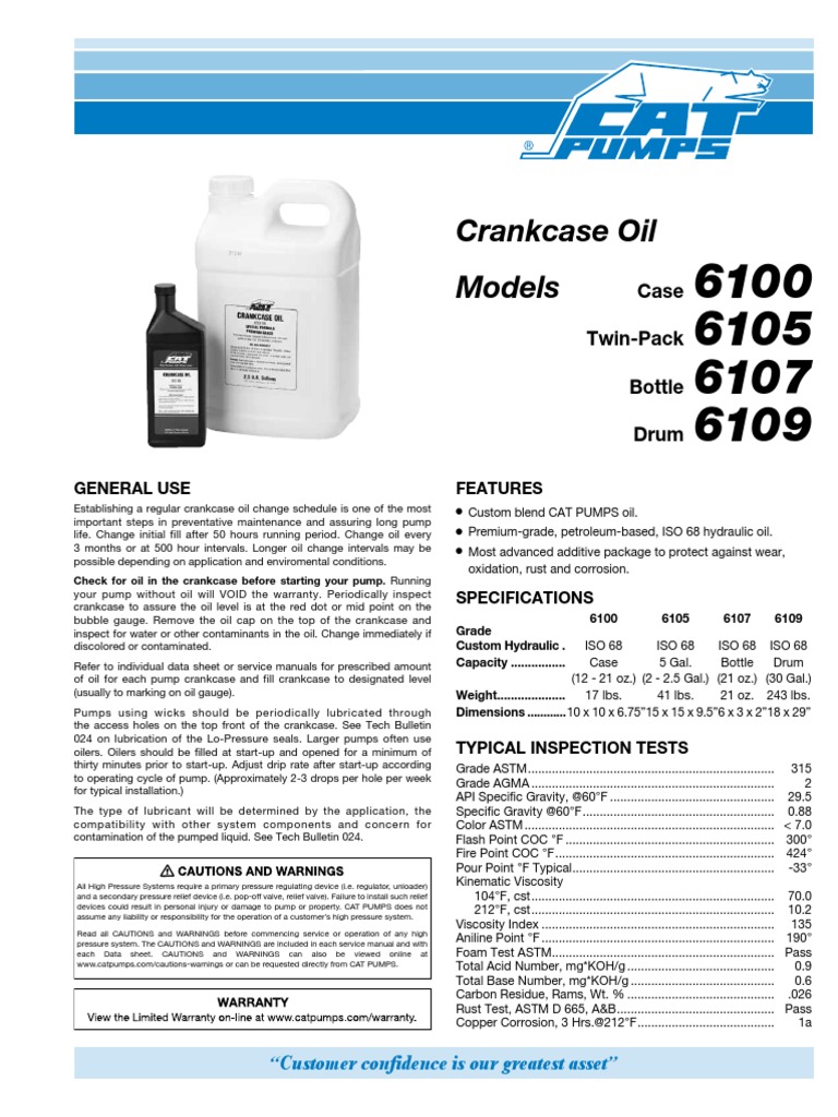 CAT Crankcase Oil Data Sheet | Motor Oil | Petroleum