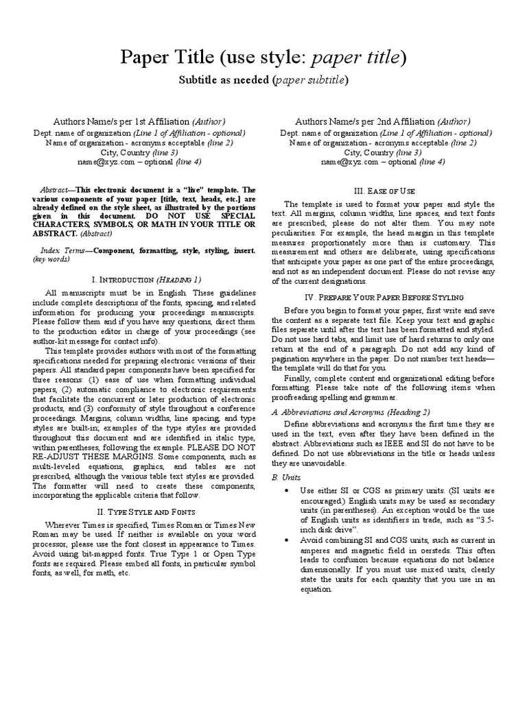 Ieee A4 Format Download Free Pdf Style Fiction Writing