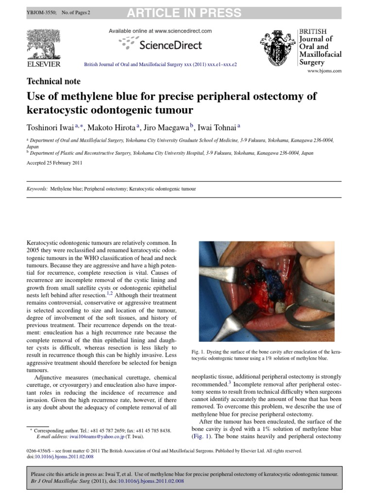 BJOMS 2011. Technical Note. Use of Methylene Blue For Precise ...