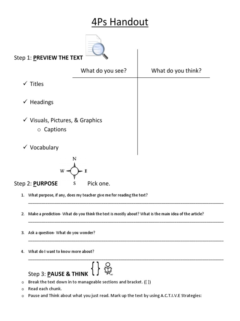 4Ps Handout | Download Free PDF | Reading Comprehension | Perception