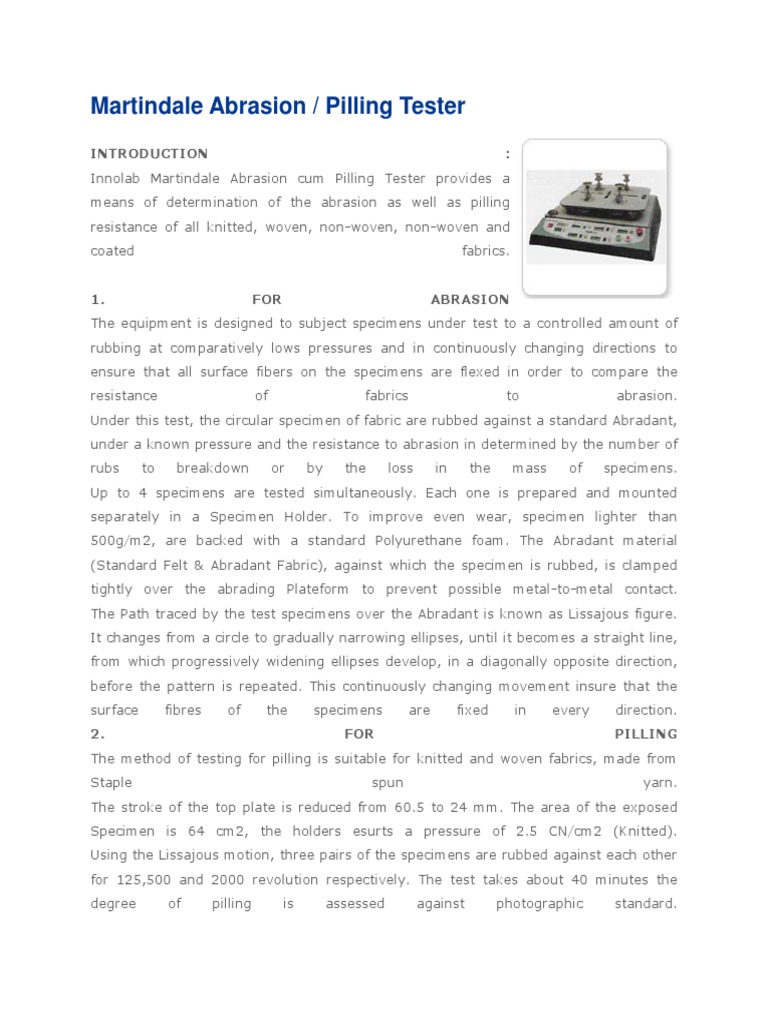 Martindale Abrasion | PDF | Textiles | Nonwoven Fabric