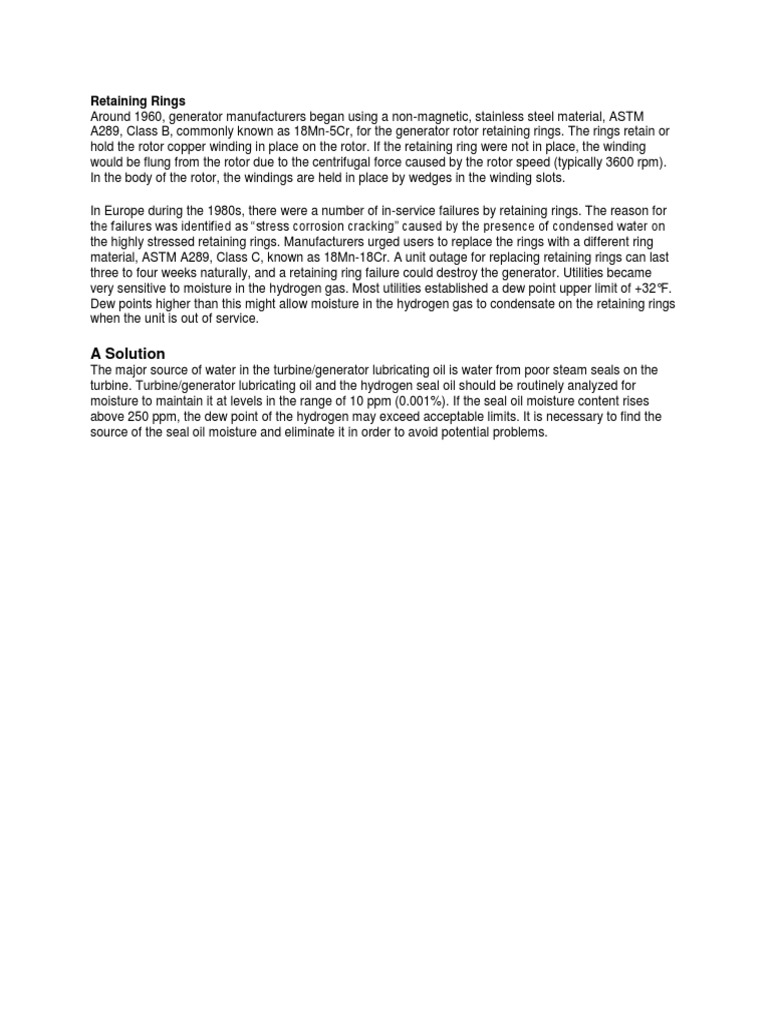 Generator Retaining Ring Solutions | PDF