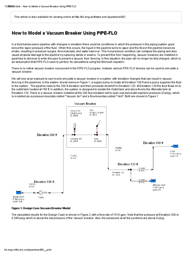 Print Article - How To Model A Vacuum Breaker Using PIPE-FLO | PDF ...