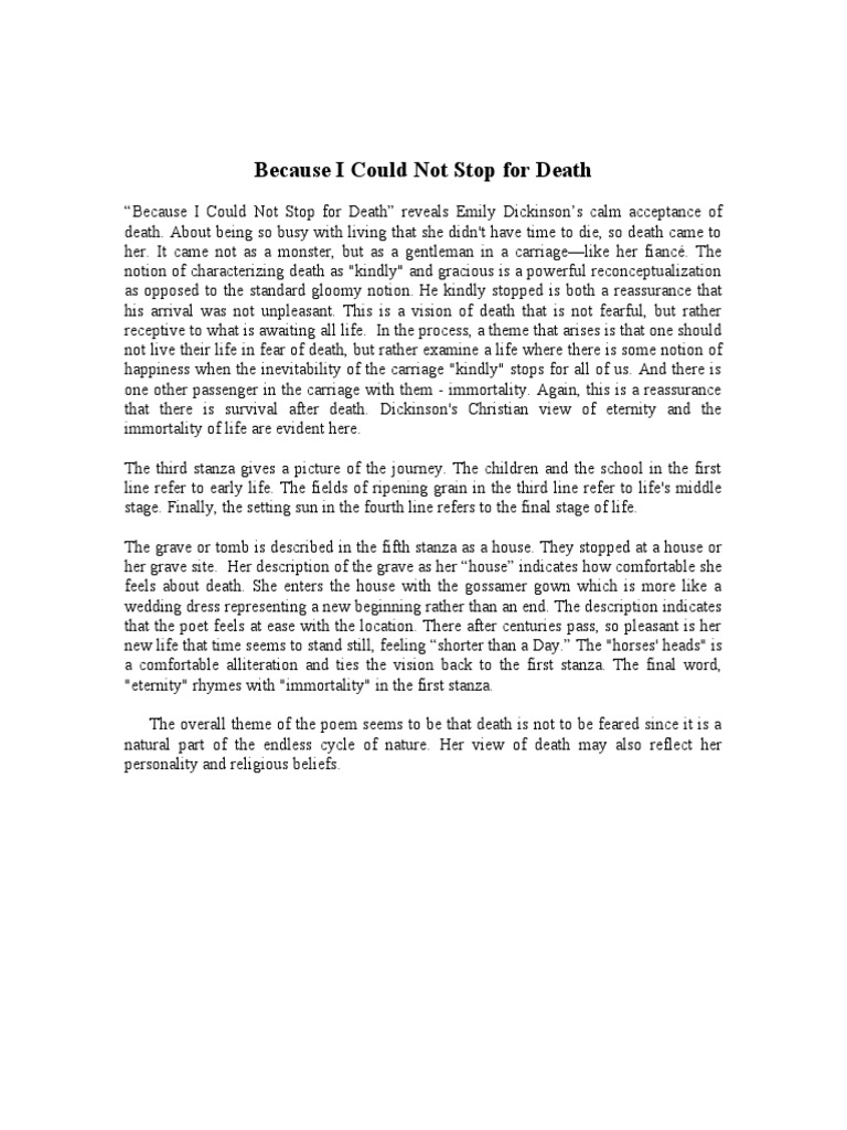 Because I Could Not Stop For Death Theme | PDF