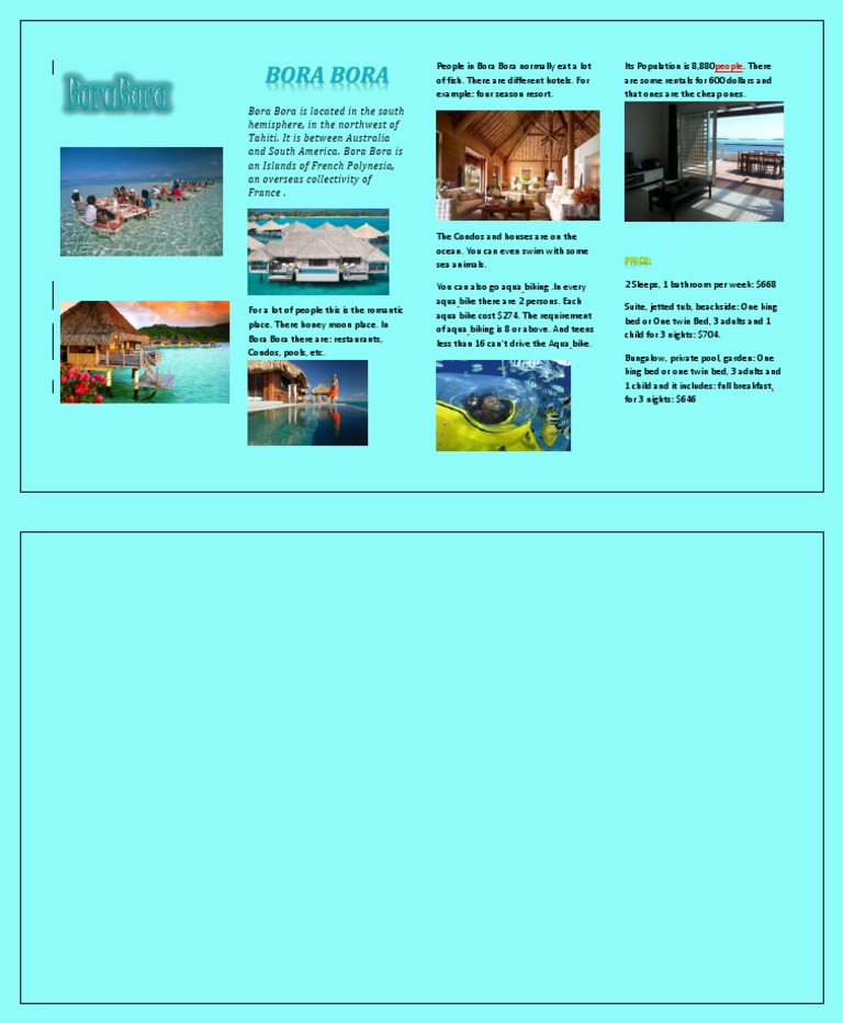 Bora Bora: Population and Accommodations | PDF | Cooking, Food & Wine ...