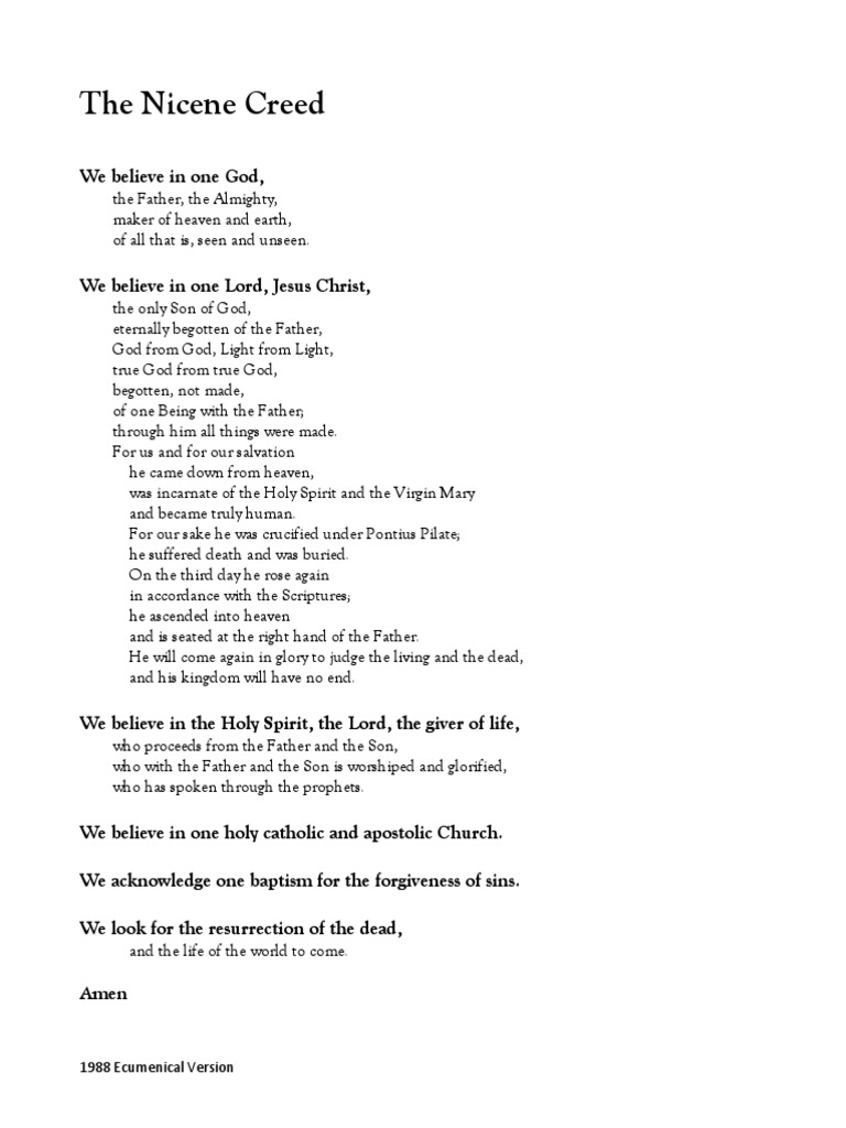 Nicene Creed 1988 | PDF