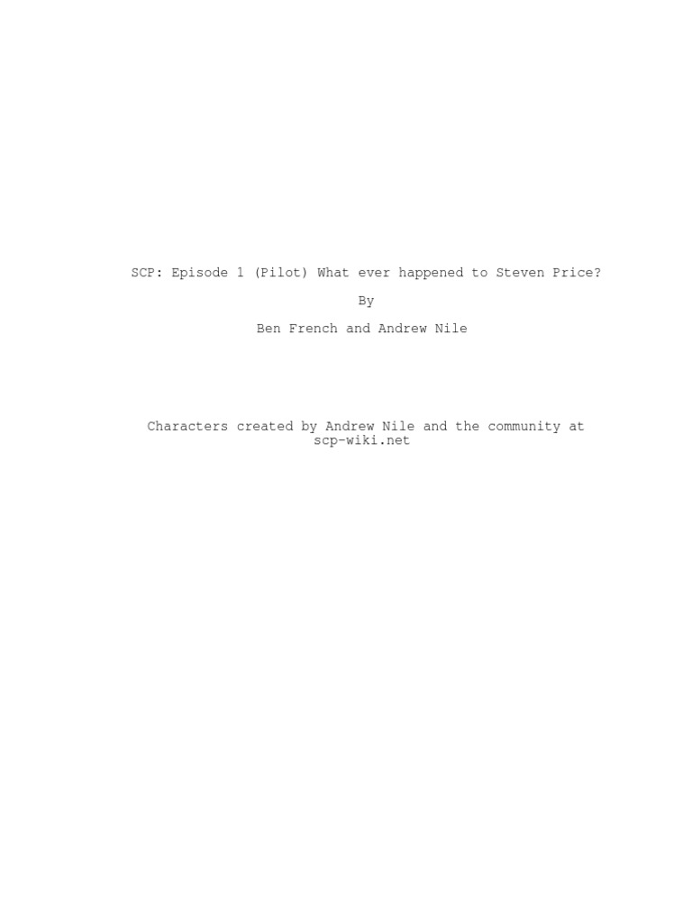 SCP - Episode 1 (Pilot) What Ever Happened To MR Price | PDF | Violence