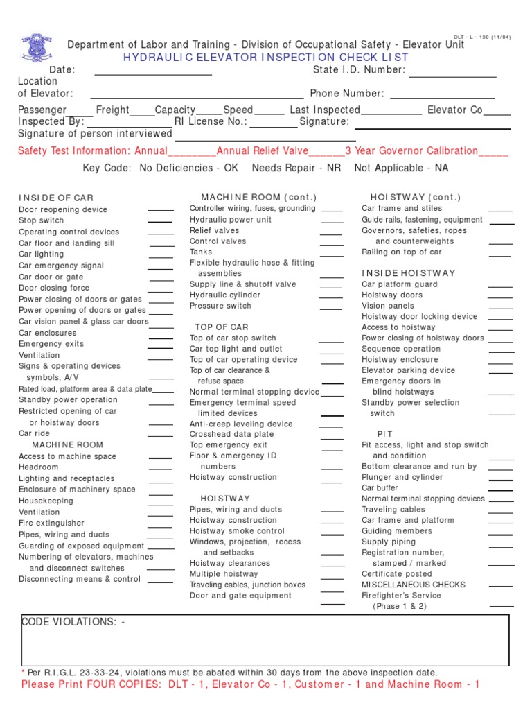 Check List Maintenance | PDF | Elevator | Door