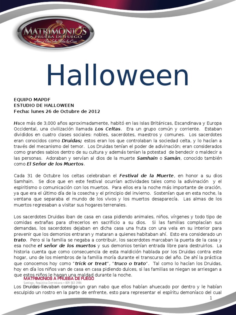 Estudio de Halloween (MAPDF) | PDF | Víspera de Todos los Santos ...
