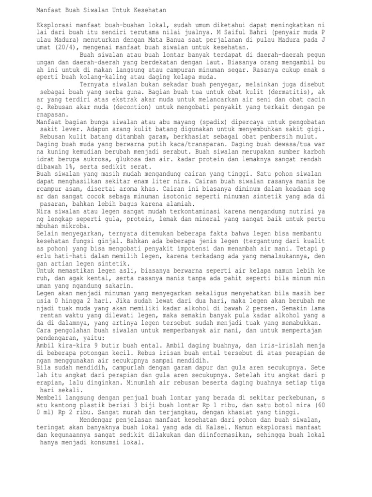 Manfaat Kesehatan Buah Siwalan | PDF | Memasak, Makanan, & Anggur ...