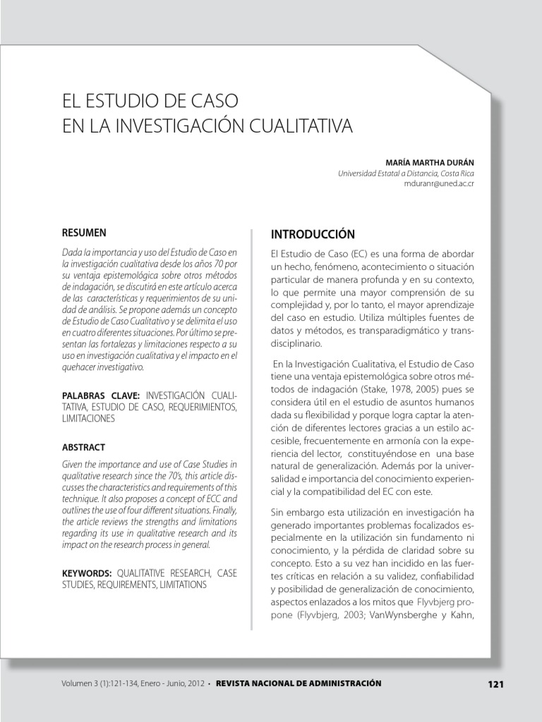 El Estudio de Caso en La Investigación Cualitativa | PDF | Caso de ...