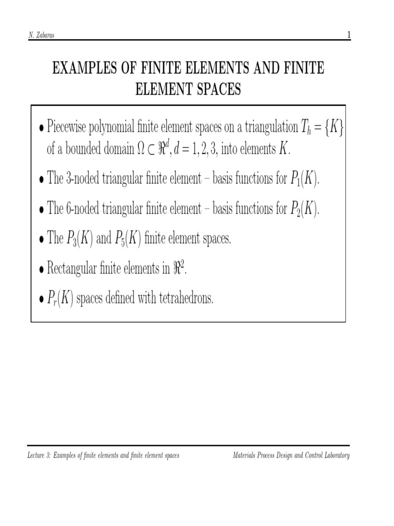 Examples of Finite Elements and Finite Element Spaces | PDF | Finite Element Method | Continuous ...