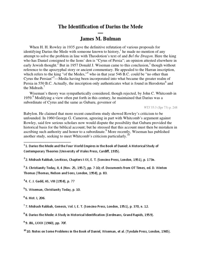 Identity of Darius The Mede | PDF | Cyrus The Great | Europe Travel