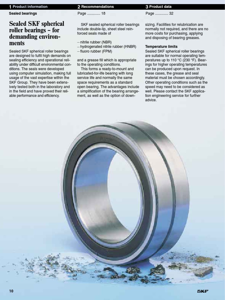 Sealed SKF Spherical Roller Bearings | PDF | Bearing (Mechanical ...