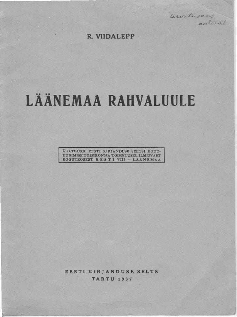 Viidalepp, Richard 1937. Läänemaa Rahvaluule | PDF