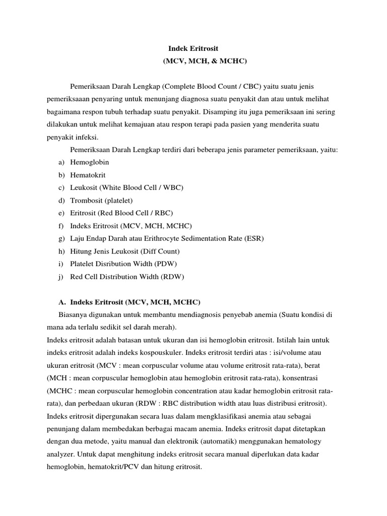 Hema Indeks Eritrosit | PDF