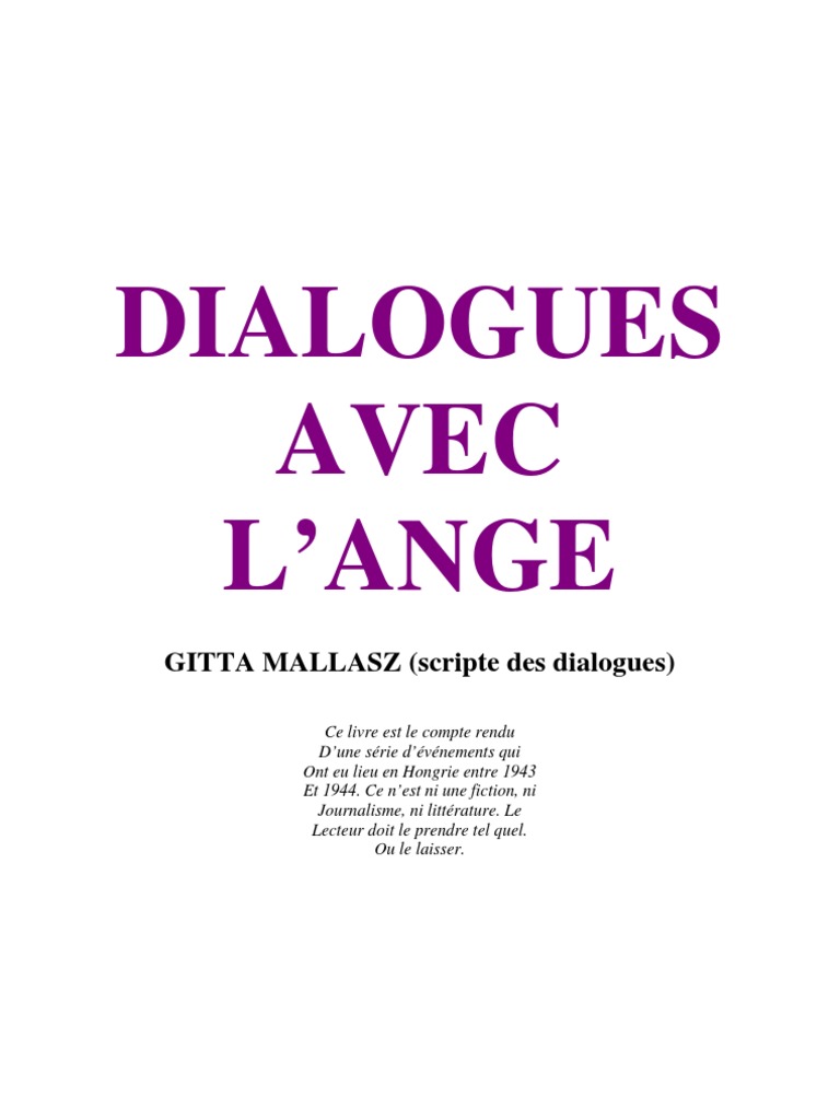 Dialogues avec l'ange de Gitta Mallasz | PDF | Science | Sciences ...
