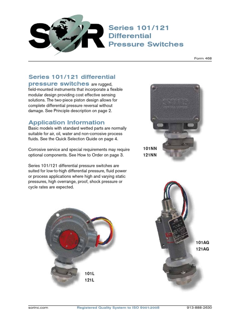 Differential Presure Switches Series 101.121 | PDF | Switch | Pressure Measurement