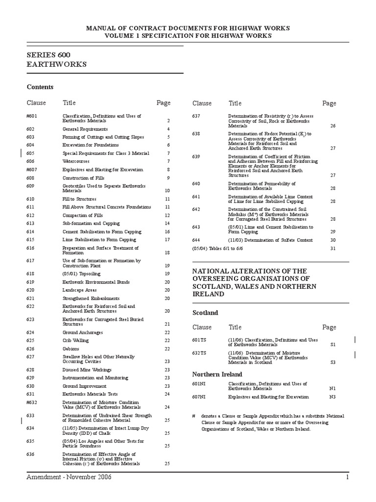 Specification For Highway Works - Series 600 Earthworks | PDF | Soil ...