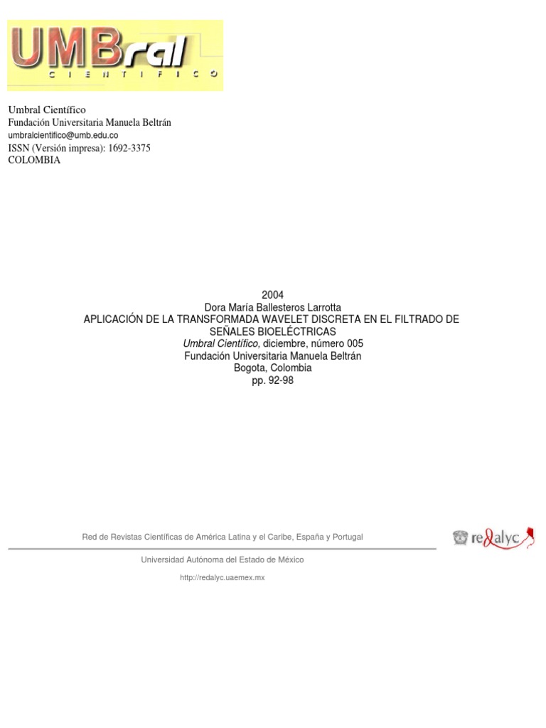 Filtrado Wavelet de Señales Bioeléctricas | PDF | Wavelet ...