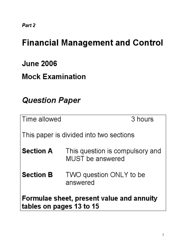 2.4 Mock Exam Jun 06 Question-AJ | PDF | Leverage (Finance) | Present Value