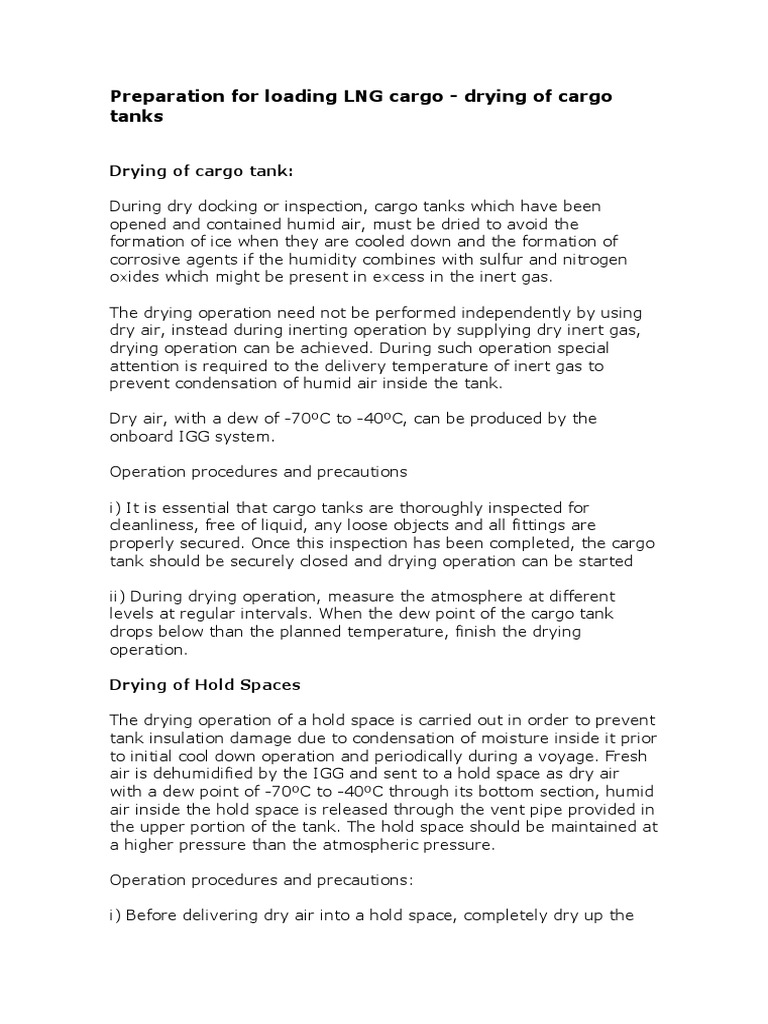 Preparation For Loading LNG Cargo | PDF | Liquefied Natural Gas ...