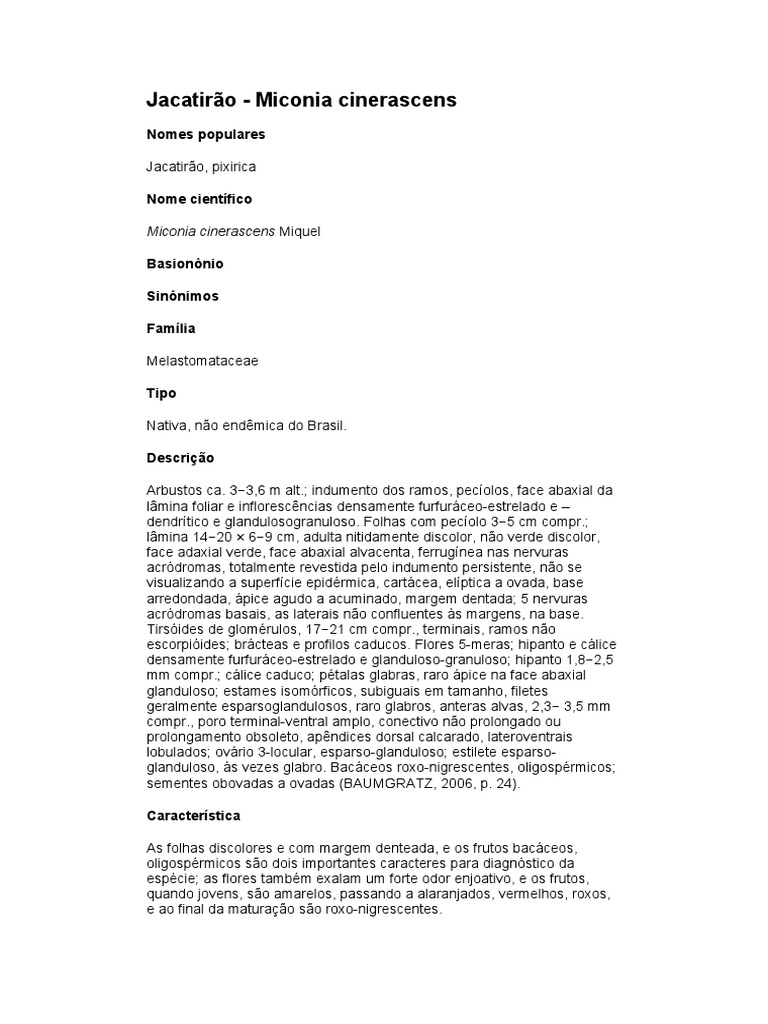 Guia Botânico: Jacatirão no Brasil | PDF | Plantas | Horticultura e ...