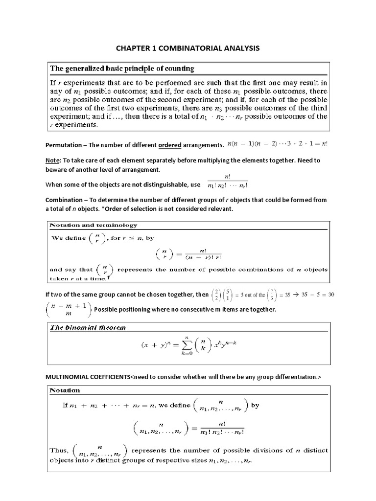 Combinatorial Analysis and Probability Concepts | PDF