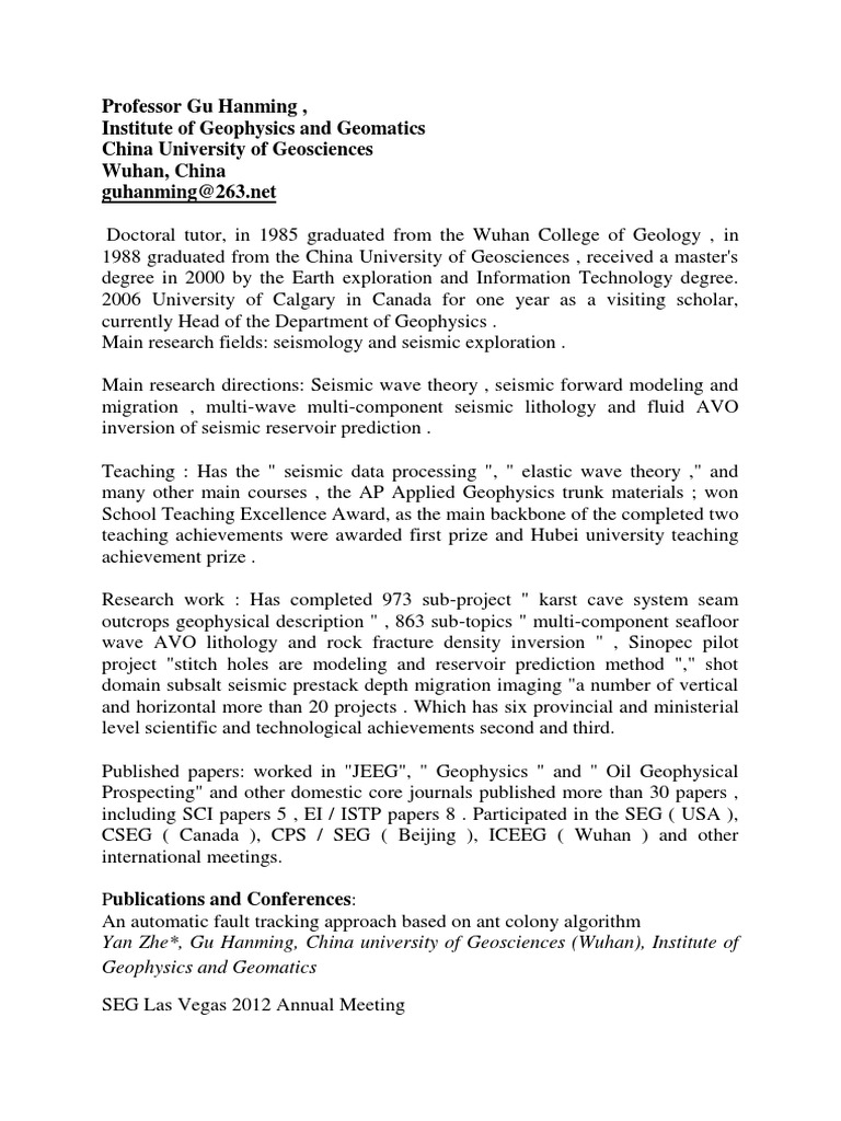 Prof Han Ming Gu | PDF | Seismology | Geophysics