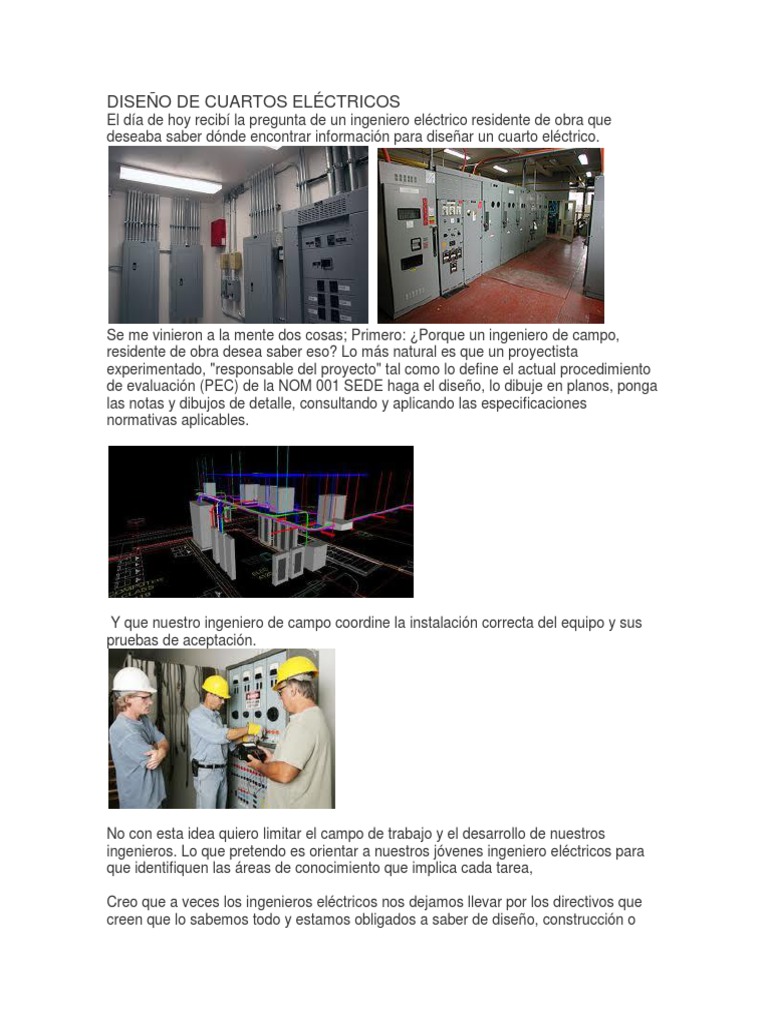 DISEÑO DE CUARTOS ELÉCTRICOS | PDF | Ingeniería | Diseño