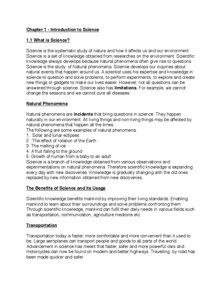 Chapter 1 - Introduction To Science 1.1 What Is Science? | PDF ...