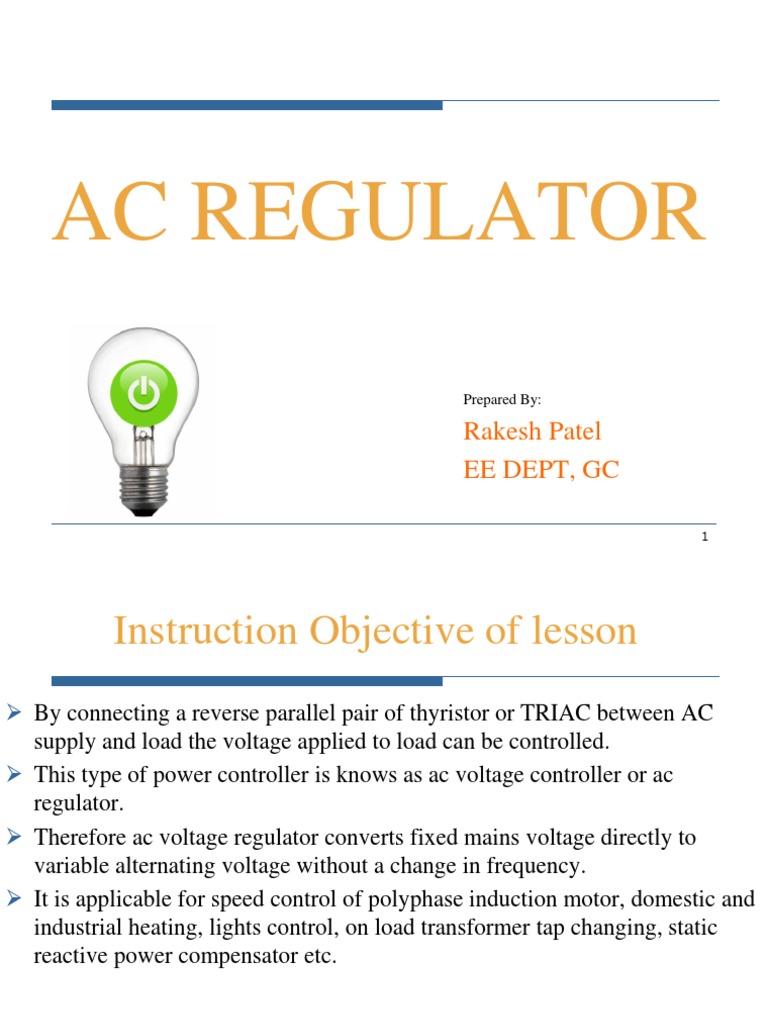 Ac Regulator: Rakesh Patel Ee Dept, GC | PDF