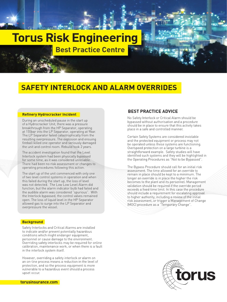 Override-Bypass Safety - Interlock Torus Insurance | PDF | Safety ...