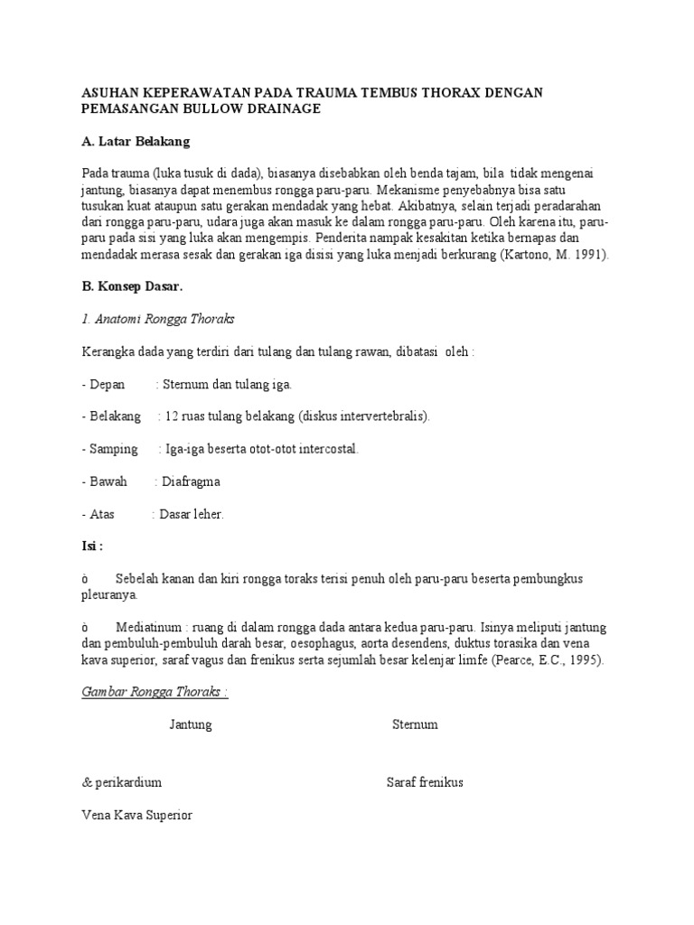 Trauma Tembus Thorax Dengan Pemasangan Bullow Drainage | PDF ...