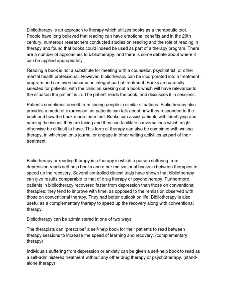 Bibliotherapy | PDF