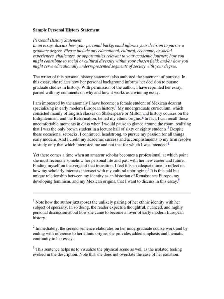 Personal History Statement From Ucb | PDF