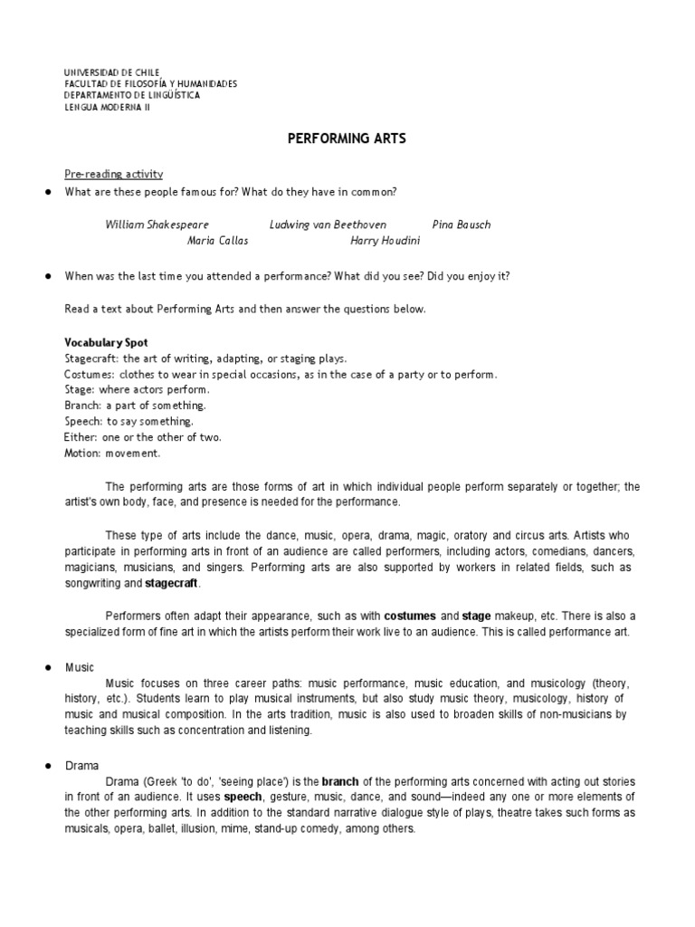 Performing Arts | PDF | The Arts | Dances