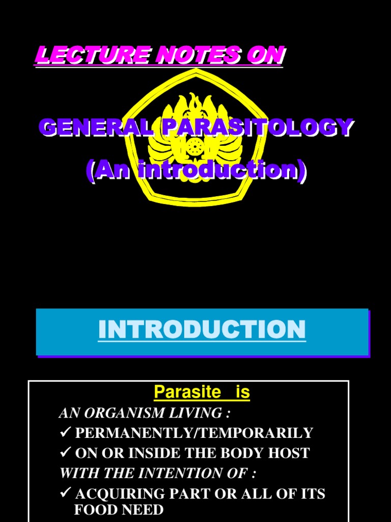 General Parasitology Lecture Notes | PDF | Parasitism | Infection