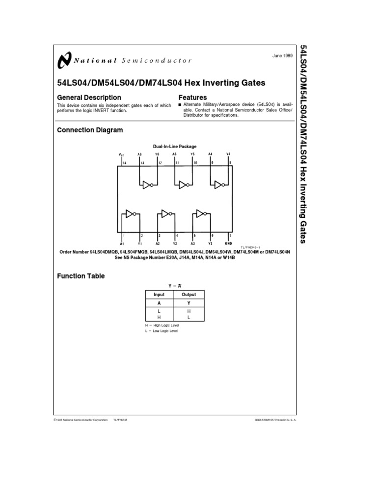 Data sheet 7404 | Electric Current | Electrical Engineering