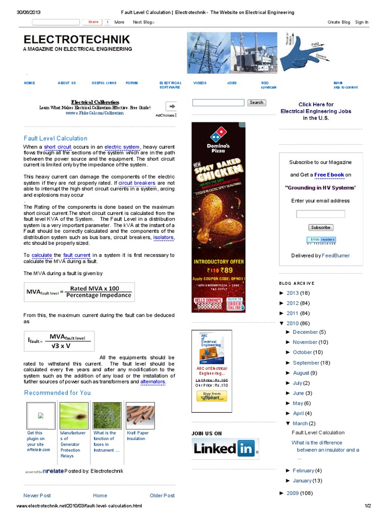 Fault Level Calculation: Short Circuit Electric System | PDF | Electric ...