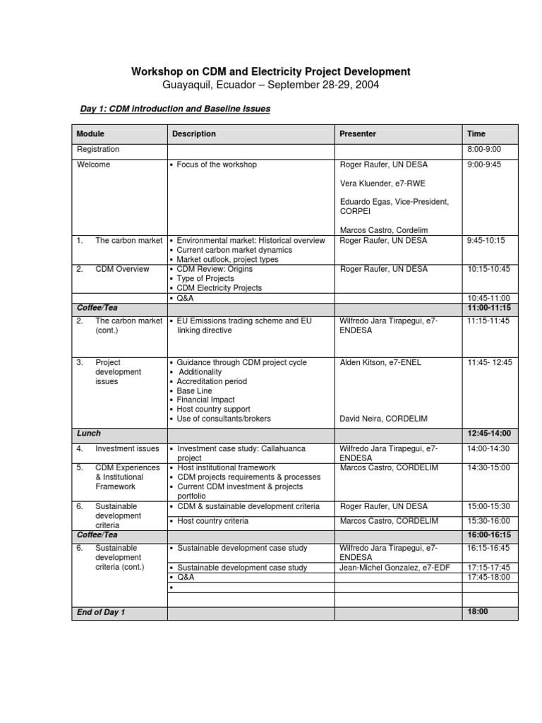 CDM Workshop Programme 2004 | PDF | Clean Development Mechanism ...
