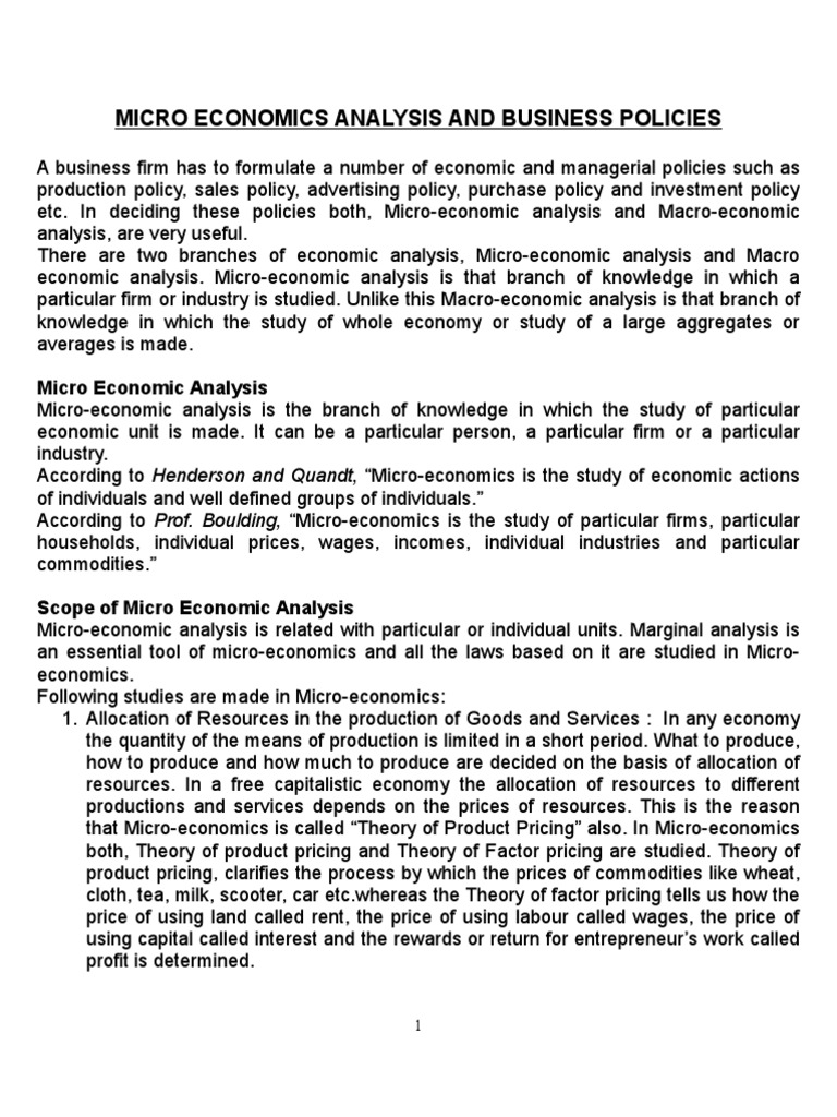 Micro Economic Analysis | PDF | Microeconomics | Capitalism