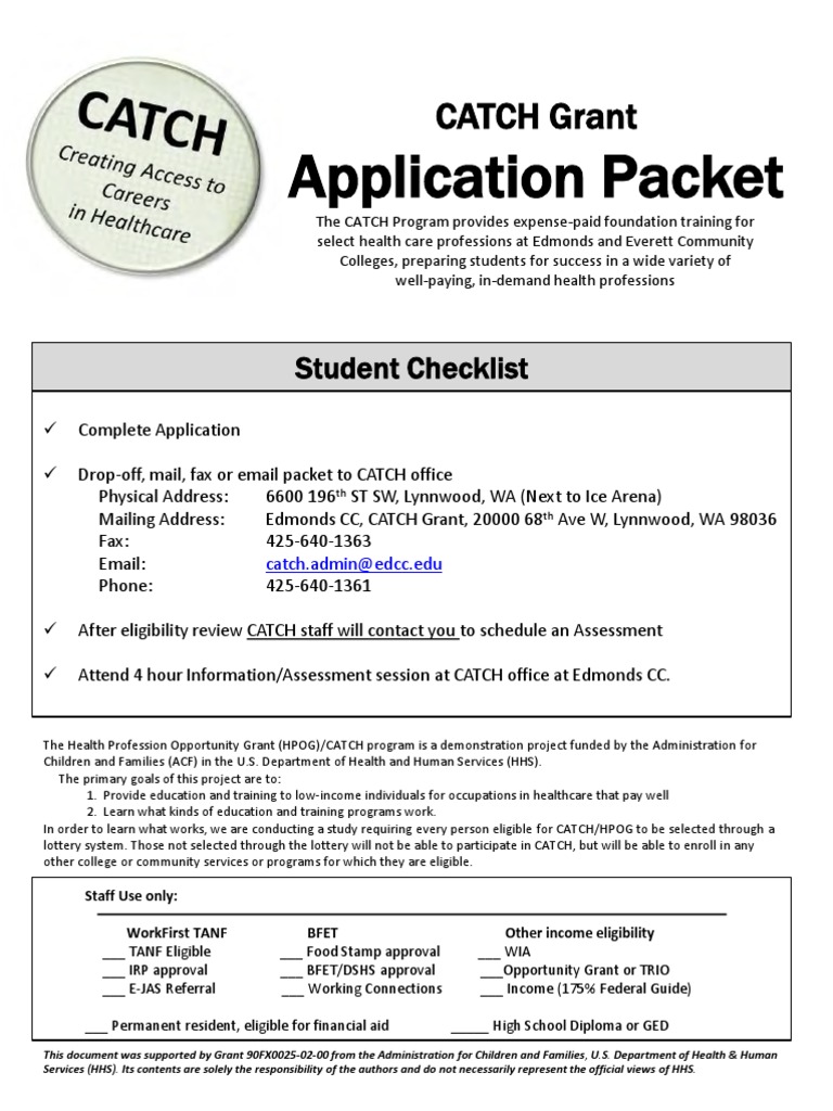 Application Packet: CATCH Grant | Download Free PDF | United States ...