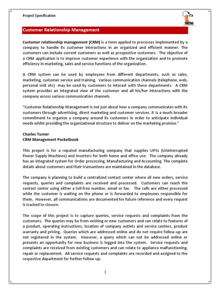 Customer Relationship Management | PDF | Customer Relationship ...